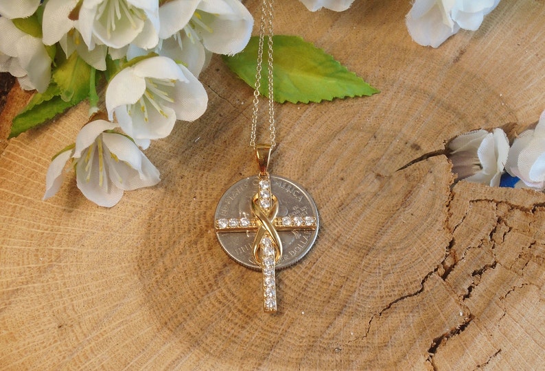 Large Gold Infinity Cross Necklace 14K Gold Filled Cubic | Etsy