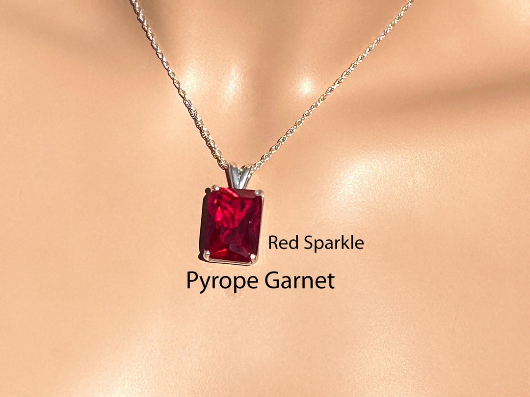 Pyrope Garnet Red Sparkle Necklace /radiant Hand Cut / Very Clear 10 to ...