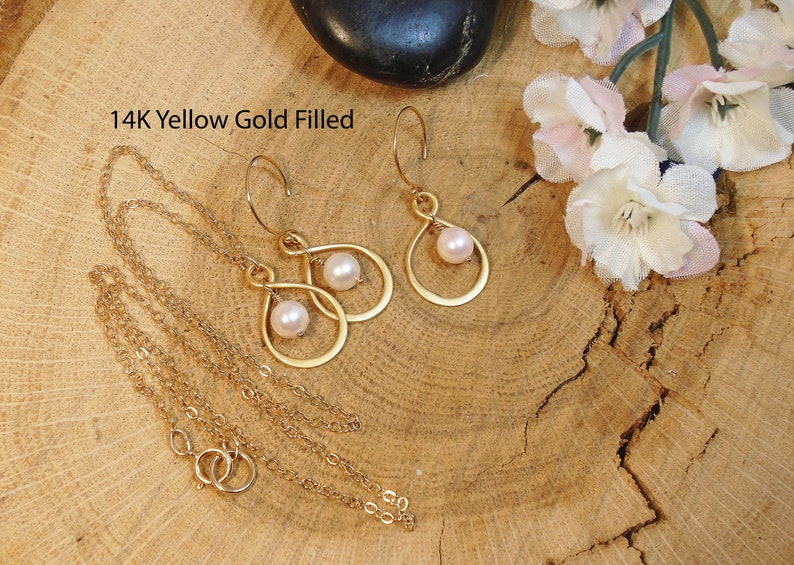 SET Infinity Pearl Necklace and Earring Set 14K Gold Filled - Etsy