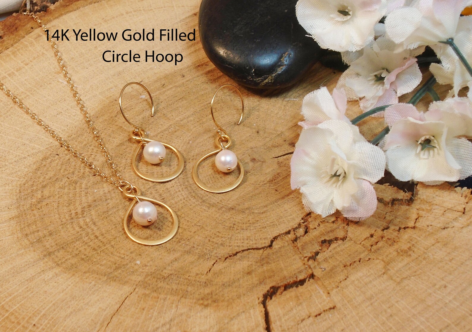 SET Infinity Pearl Necklace and Earring Set 14K Gold Filled - Etsy