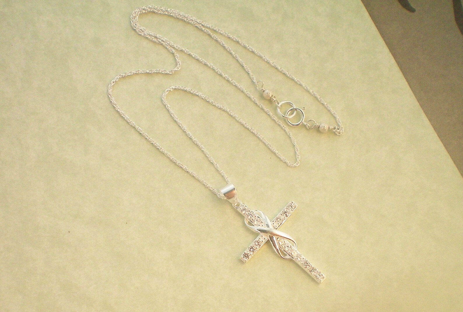 Large Infinity Cross Necklace Solid Sterling Silver Necklace | Etsy