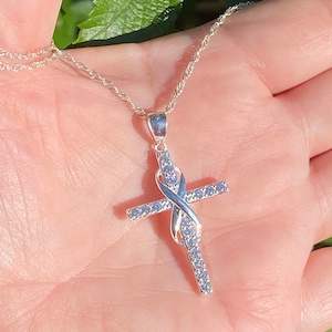 Large Infinity Cross Necklace, Solid Sterling Silver Necklace, Cubic ...