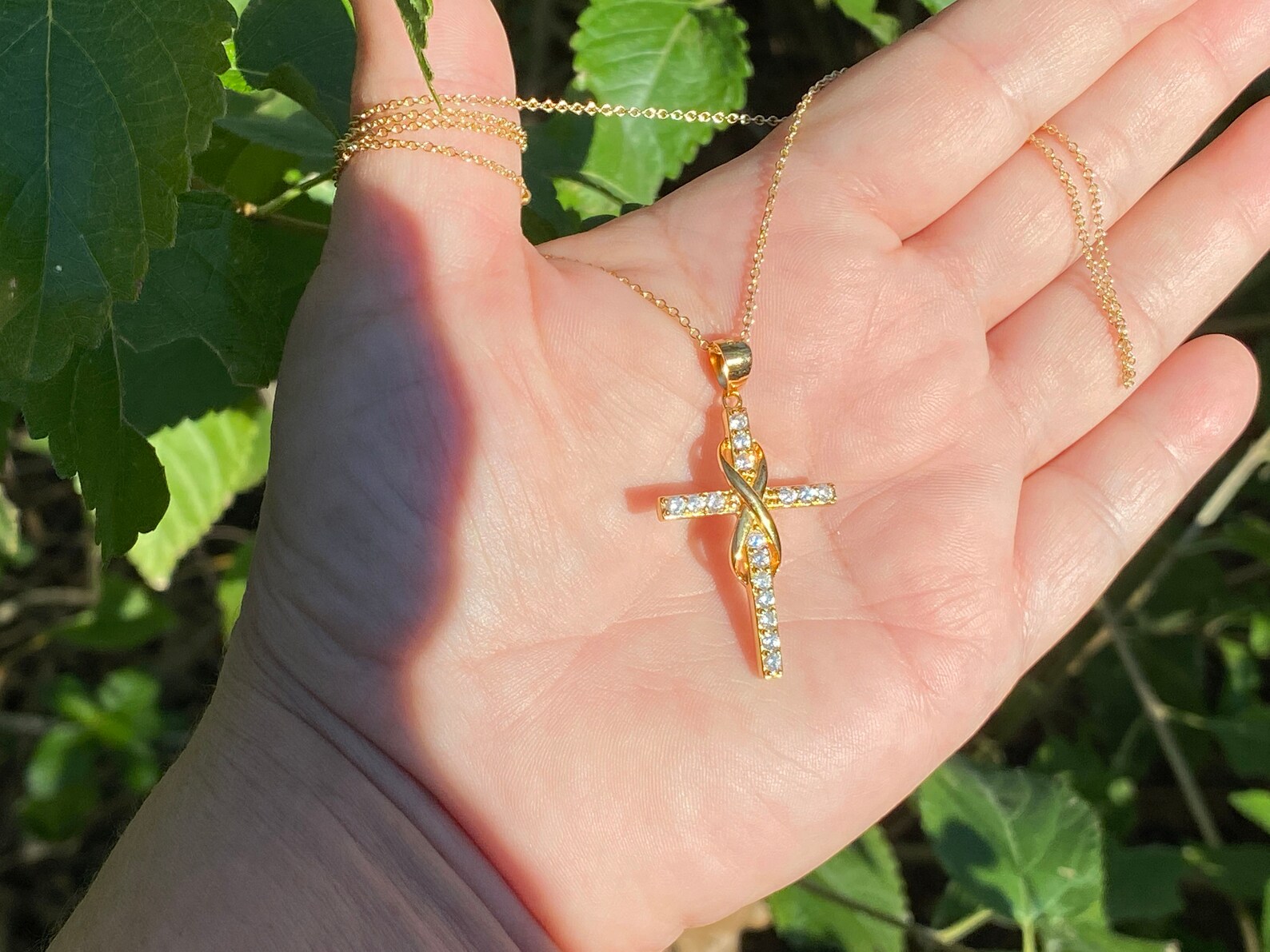 Large Infinity Cross Necklace, Solid Sterling Silver Necklace, Cubic ...