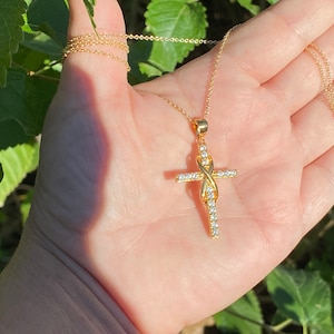 Large Infinity Cross Necklace, Solid Sterling Silver Necklace, Cubic ...