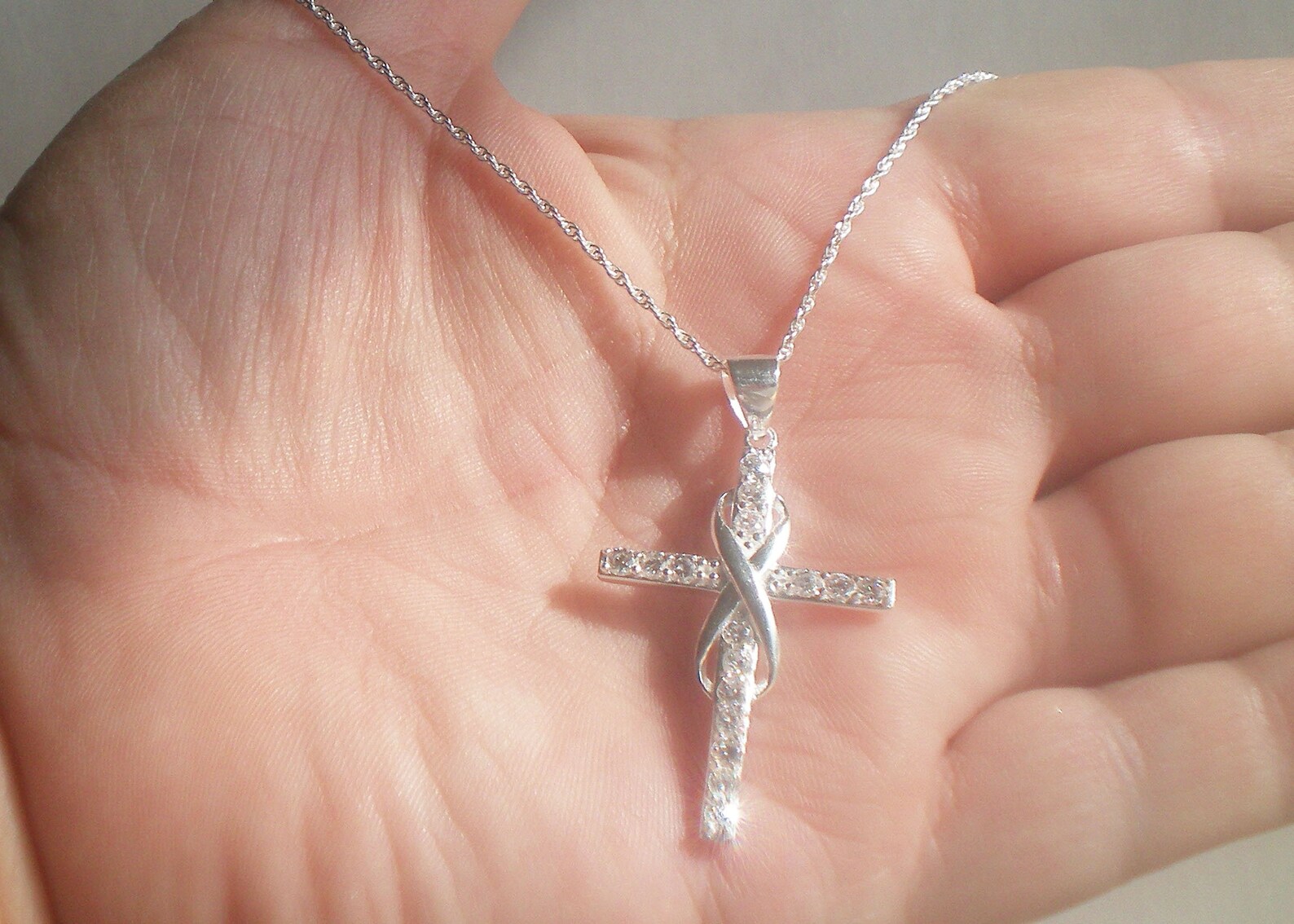 Large Gold Infinity Cross Necklace, 14K Gold Filled, Cubic Zirconium ...