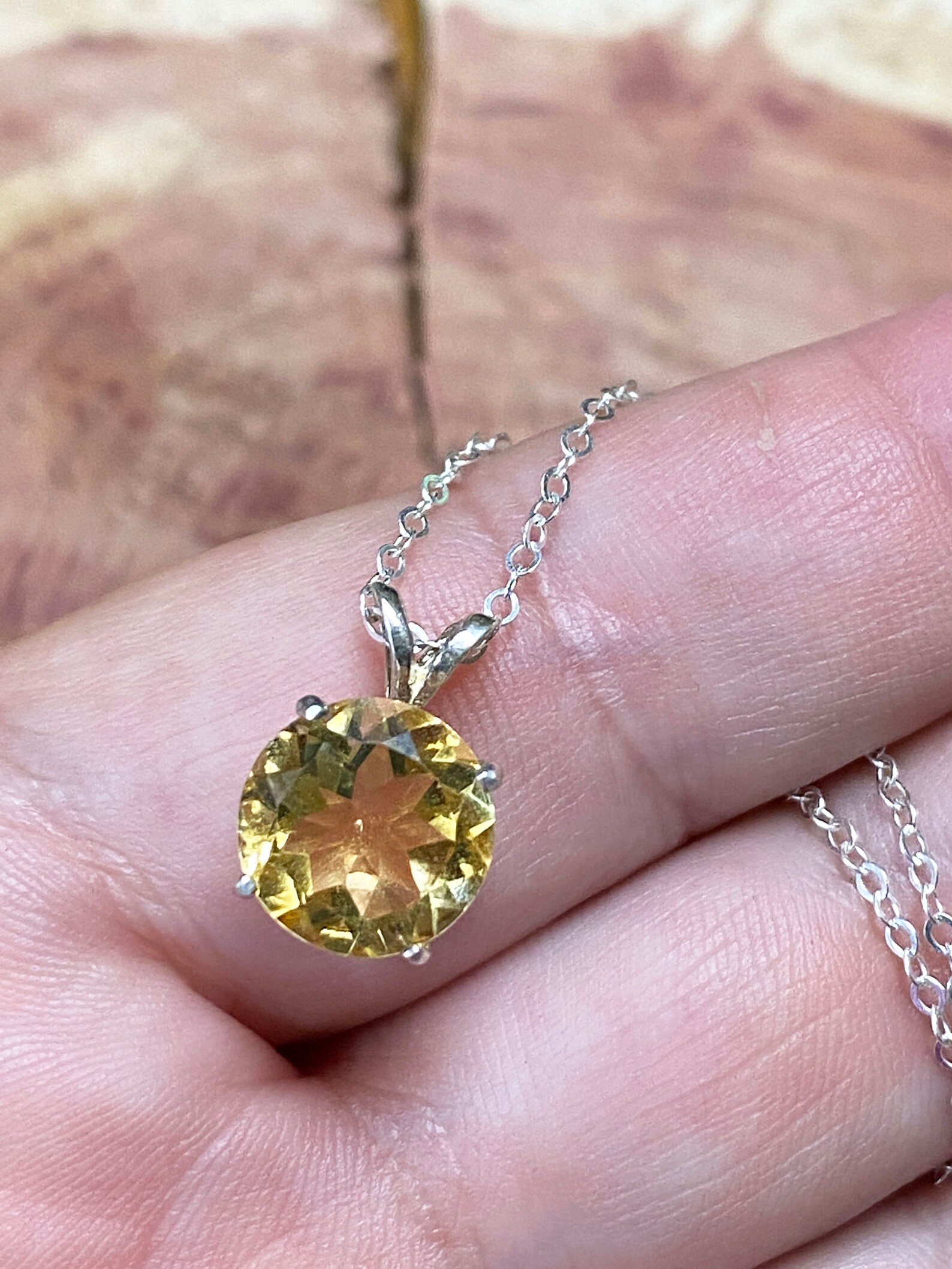 Citrine Gem Necklace, Micro Facet 3.22 Carat Natural 10.01 Citrine ...