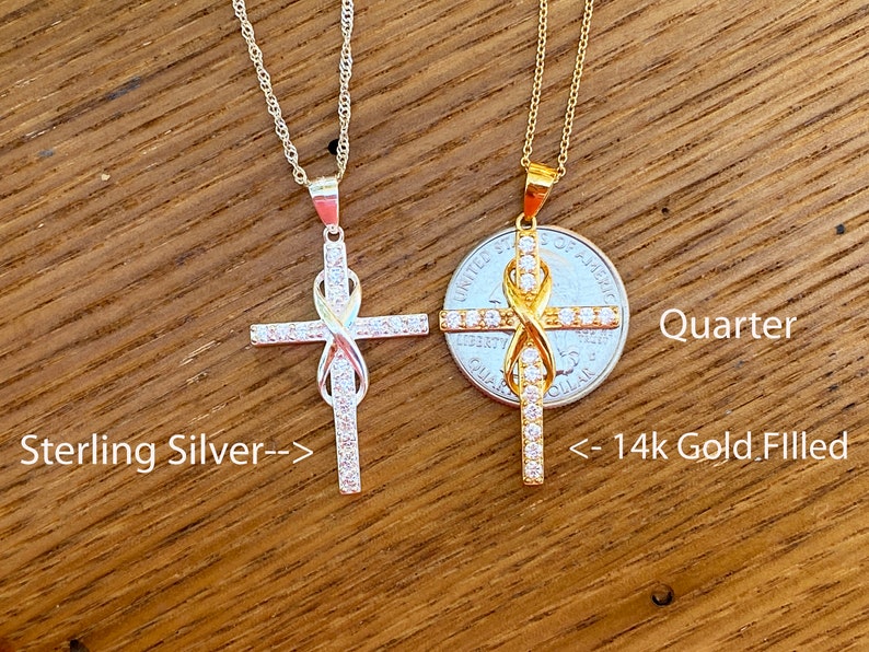 Large Infinity Cross Necklace, Solid Sterling Silver Necklace, Cubic ...