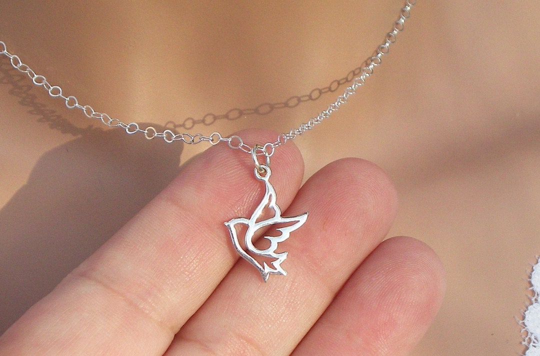 Sterling 3/4 Inch Dove Necklace / Sterling Silver Dove Charm / Sterling ...