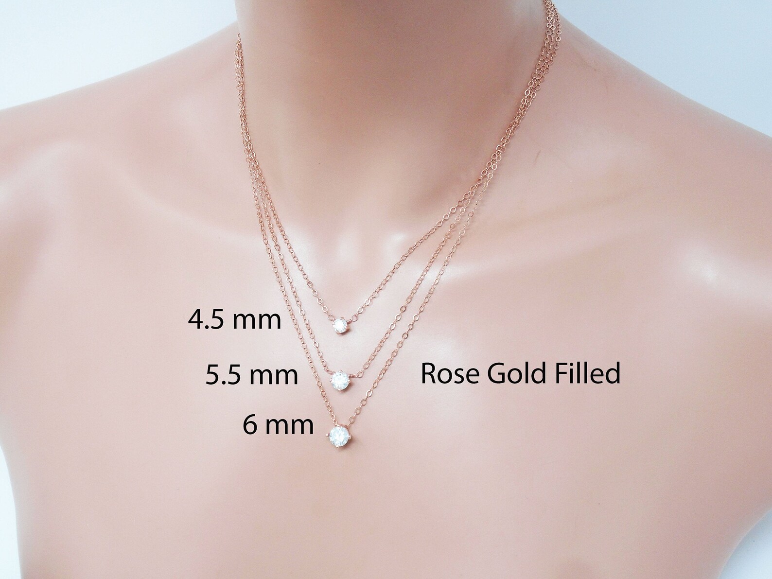Moissanite Diamond Necklaces, Clear White .40 to 1 Ct 4 Mm to 6.5 Mm ...