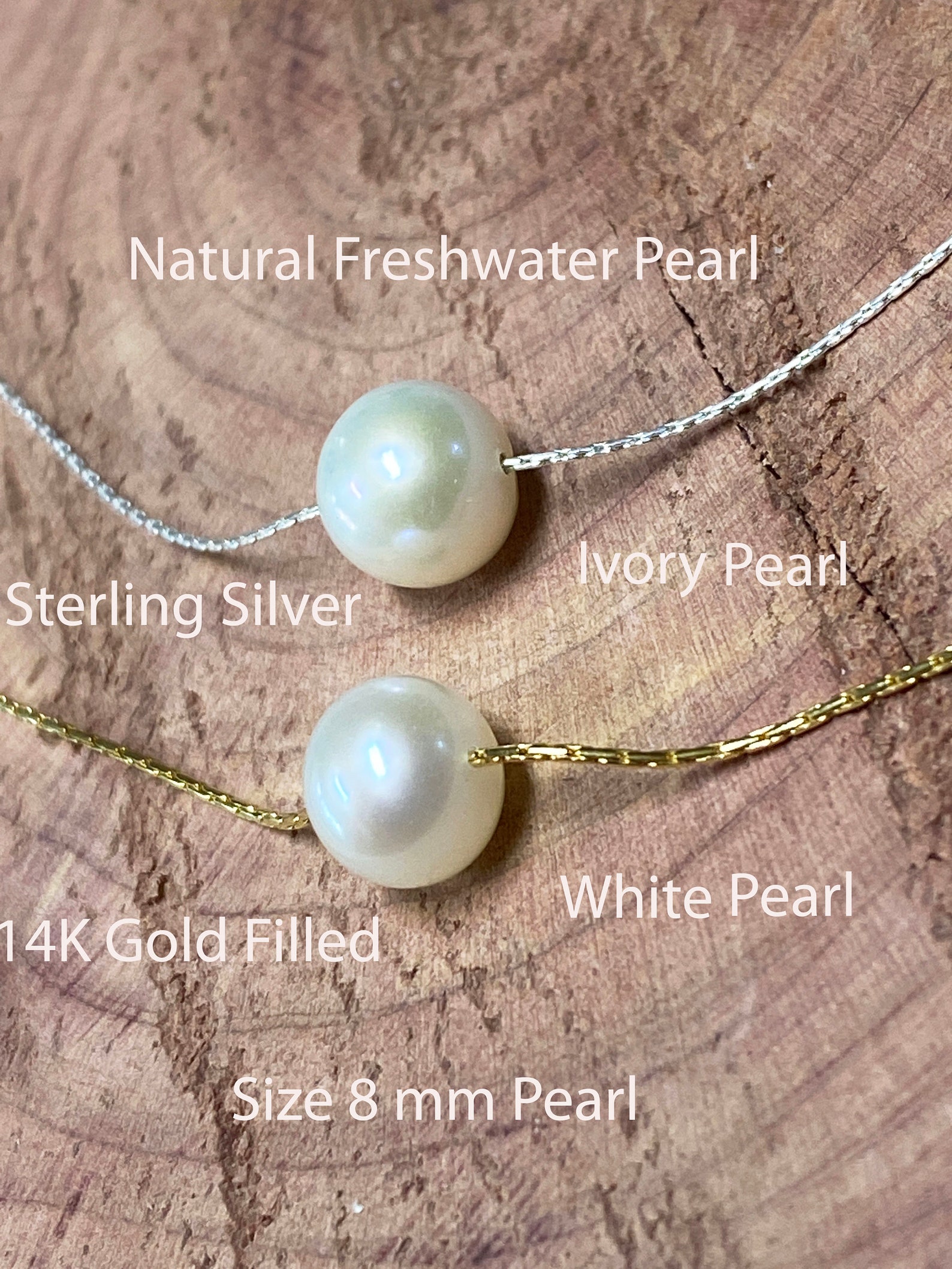 Large Solitaire Freshwater Pearl Necklaces, Classic One AAA 9mm ...