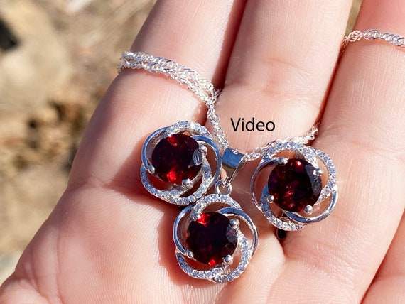 Best Garnet Gem January Birthstone Necklace Maroon With Red - Etsy
