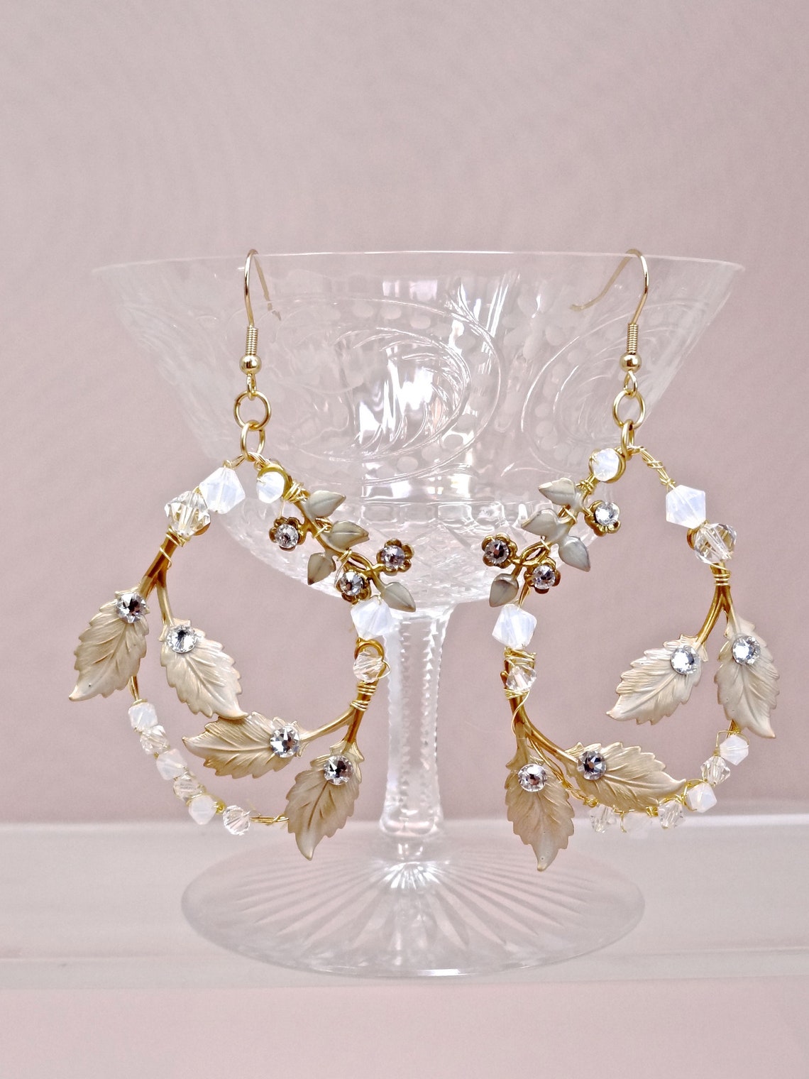 Gold Wedding Earrings Brides Earrings Crystal Bridal | Etsy