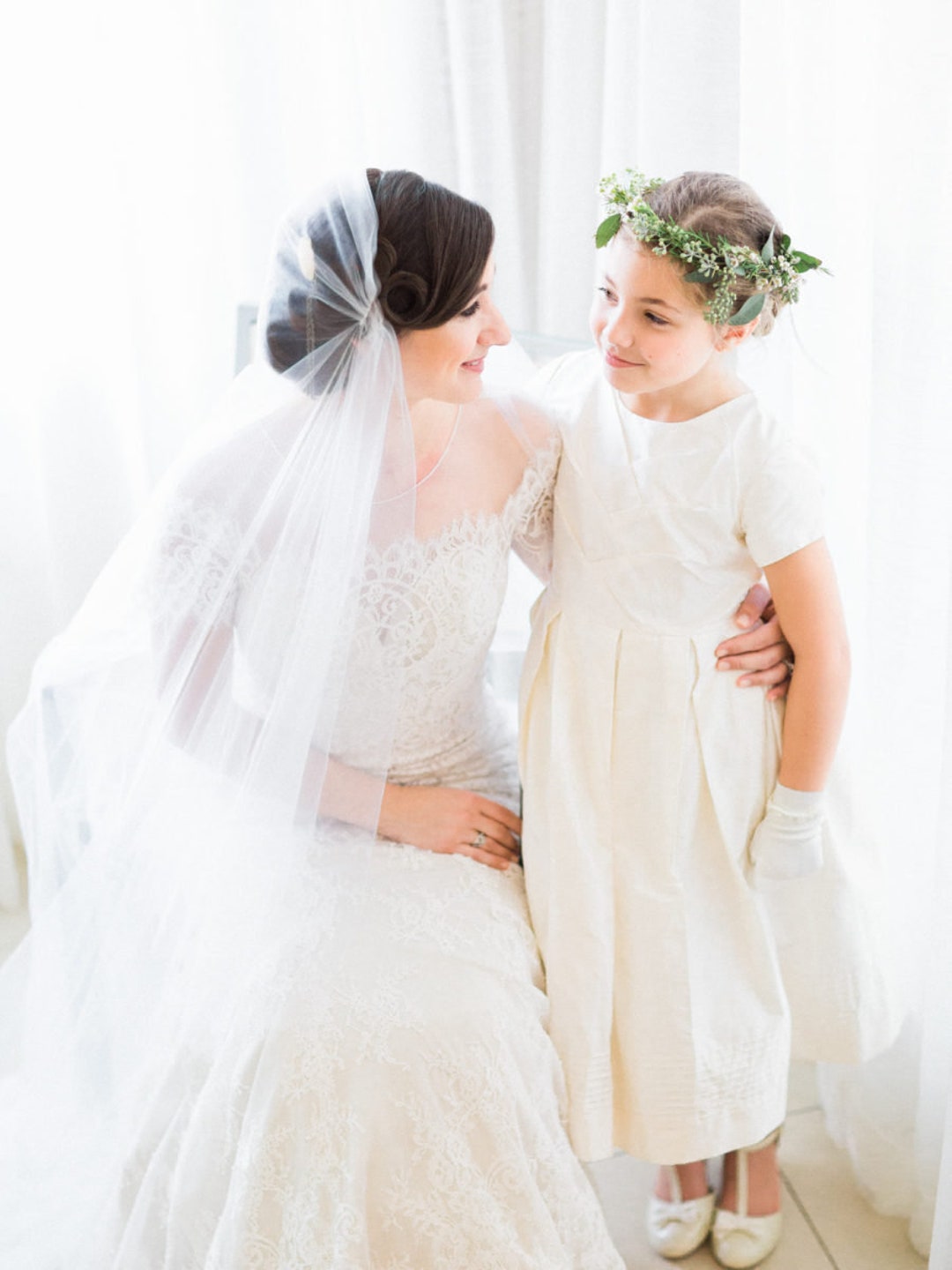 Bridal Juliet Veil With Blusher, Tulle Wedding Veil, Chapel or ...