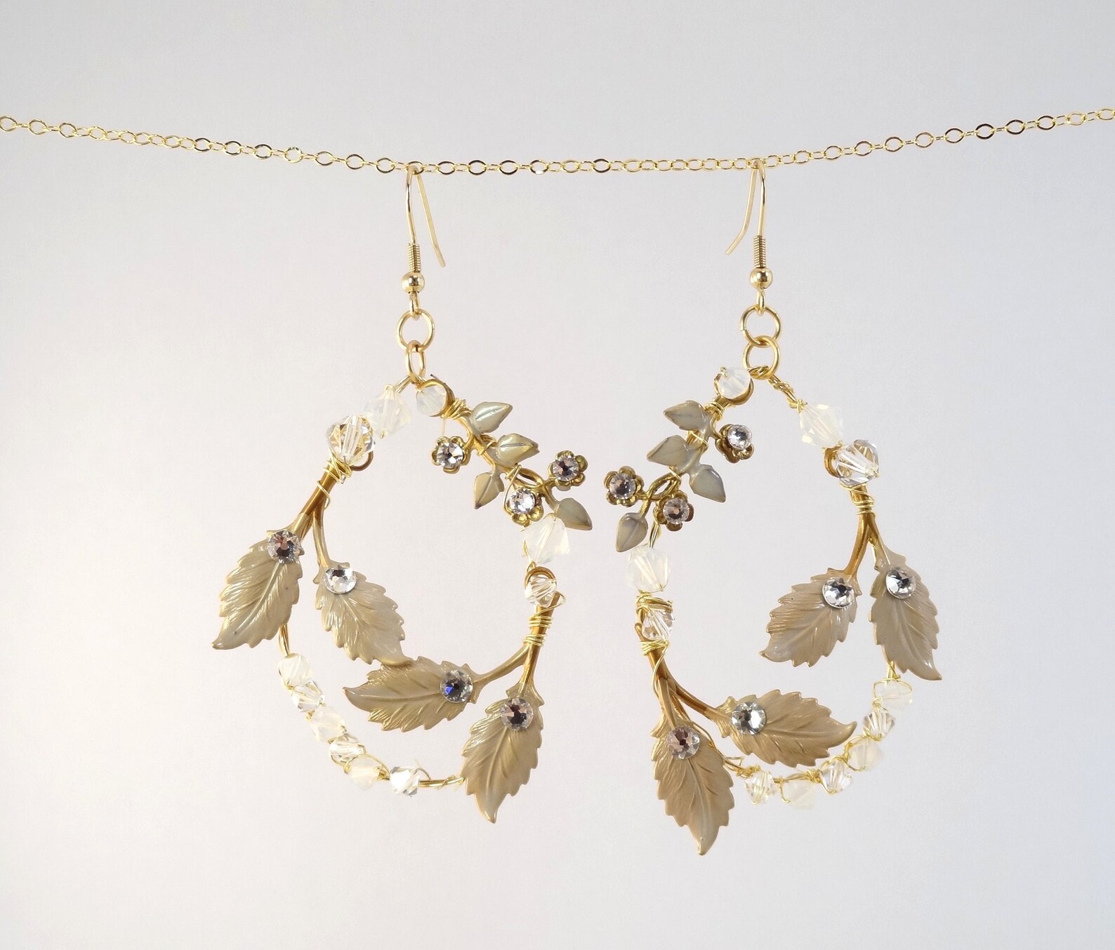 Gold Wedding Earrings Brides Earrings Crystal Bridal | Etsy