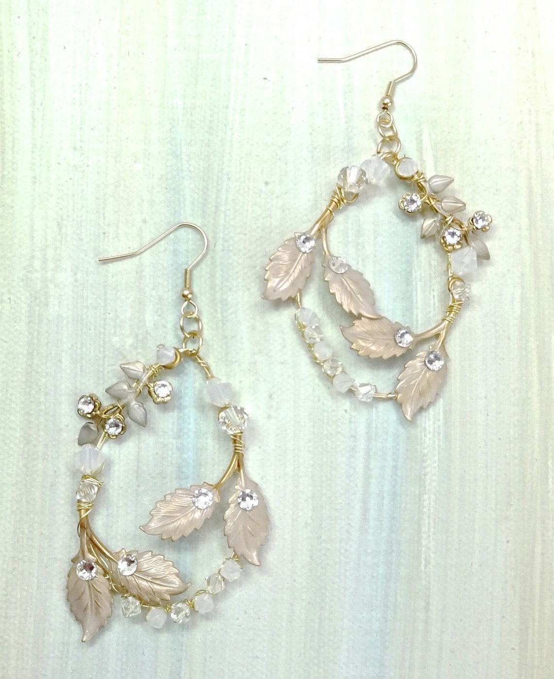 Gold Wedding Earrings Brides Earrings Crystal Bridal - Etsy