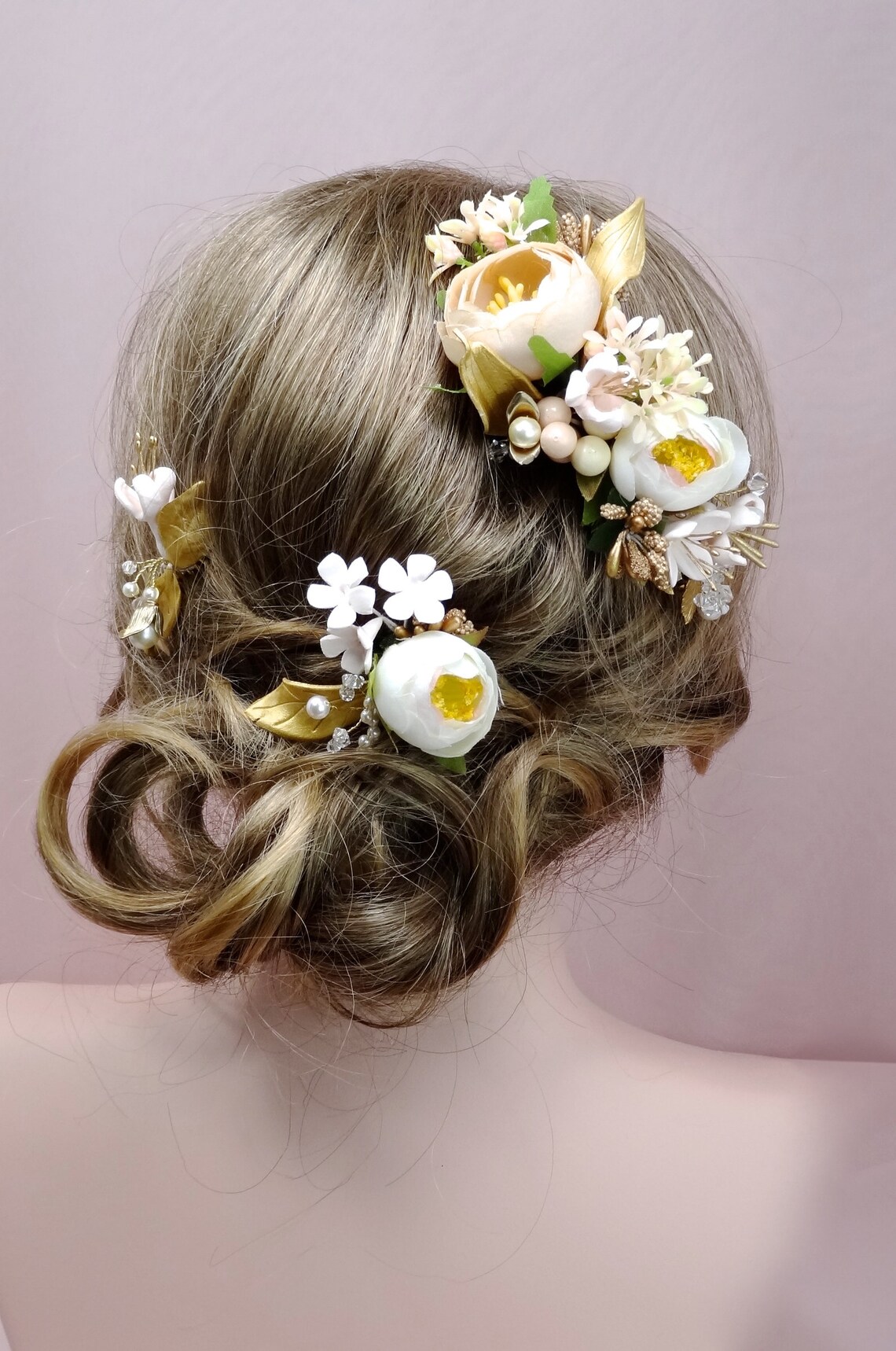 Bridal Headpiece Flowers Set Bridal Head Piece Flowers Combs | Etsy