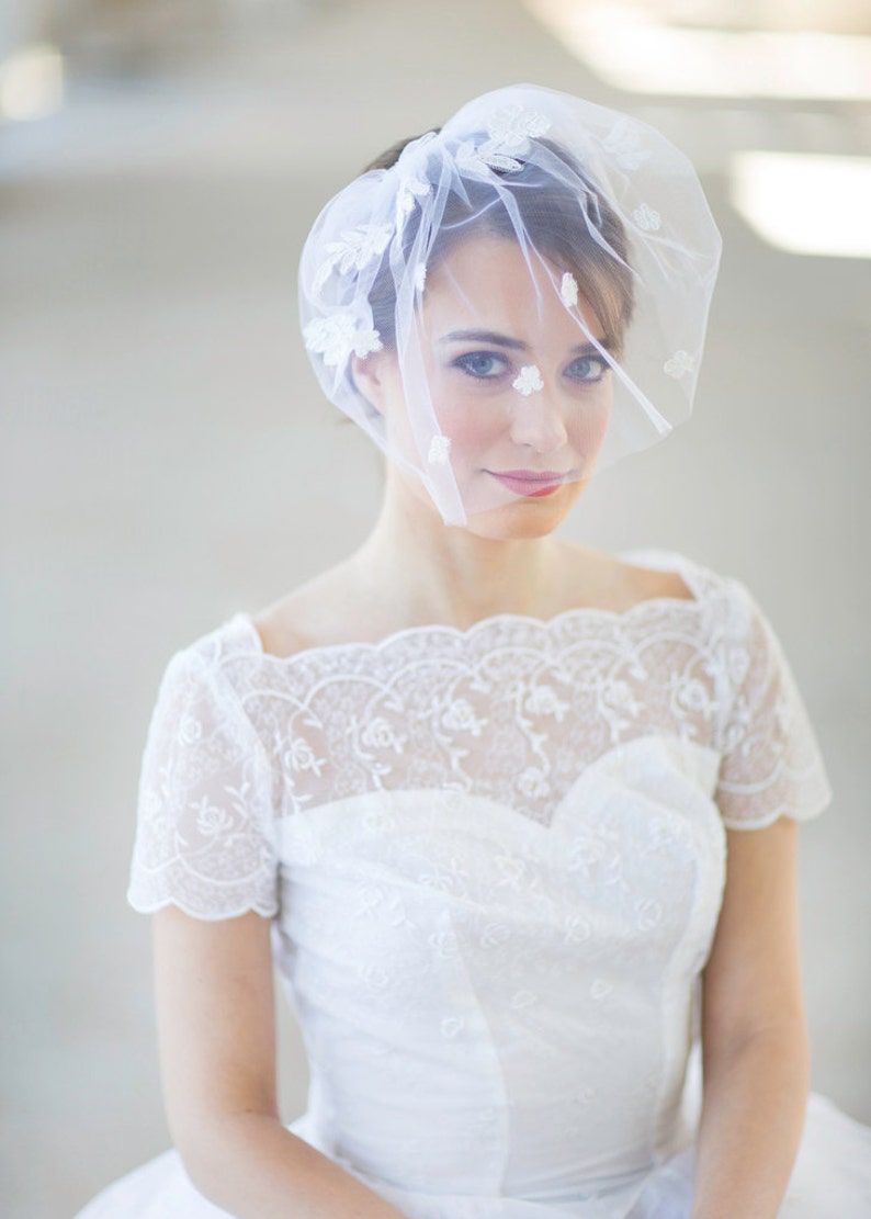 Bridal Blusher Veil Birdcage Wedding Veil Birdcage Bridal Veil Lace Dance Bridal Veil