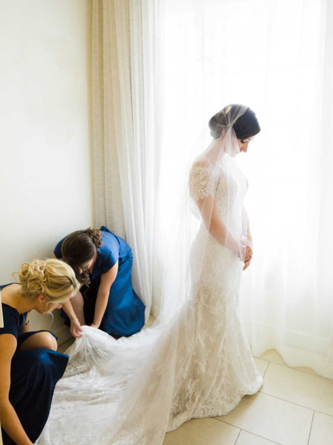 Bridal Juliet Veil With Blusher Dramatic Wedding Veil | Etsy