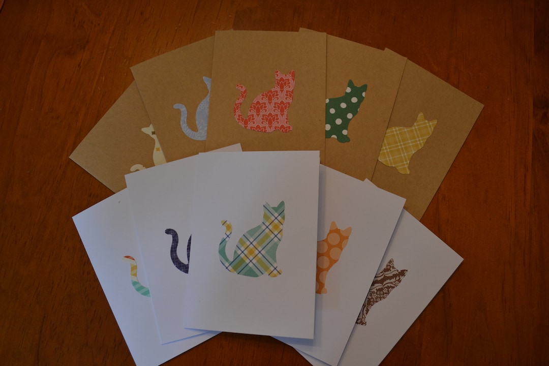 Cat Note Card Set, Blank Cards, Set of 5 - Etsy