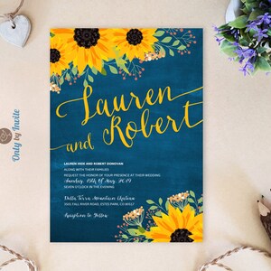 PRINTED Royal Blue Chalkboard Wedding Invitation Set - Etsy