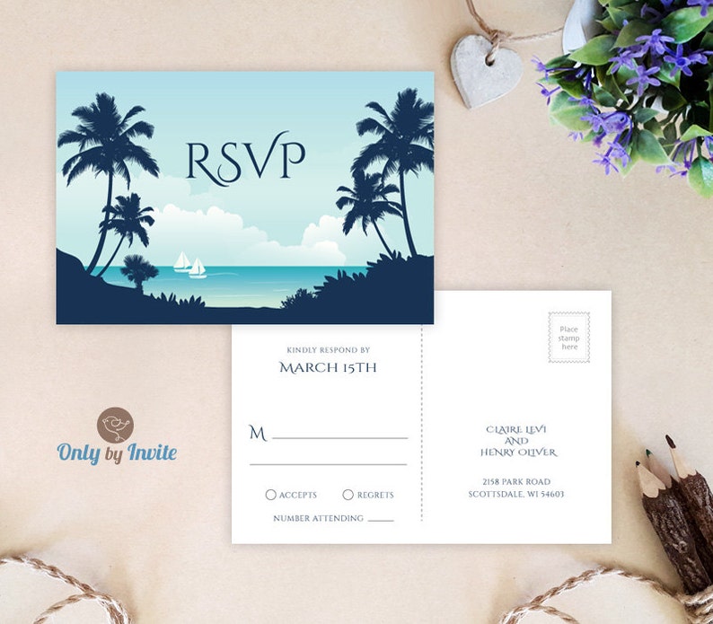 PRINTED Hawaiian Wedding Invitations Destination Wedding - Etsy