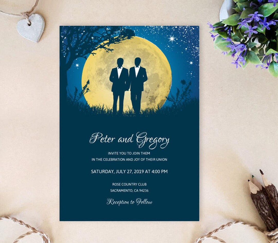 PRINTED Wedding Invitation With Two Grooms Destination - Etsy
