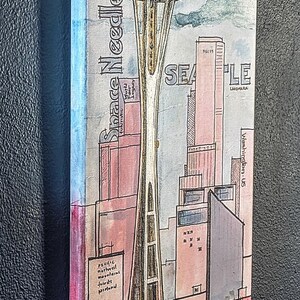 Original Art Space Needle Seattle Mixed Media -art -24H X 12W Inches ...