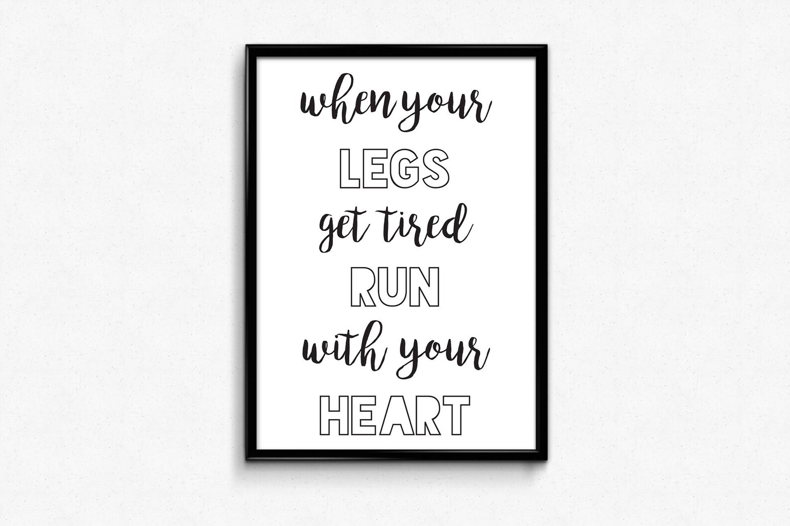 Run With Heart Print, Fitness Motivation, Running Motivation ...