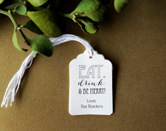 16 Personalized Christmas Gift Tag Eat Drink and Be Merry - Etsy