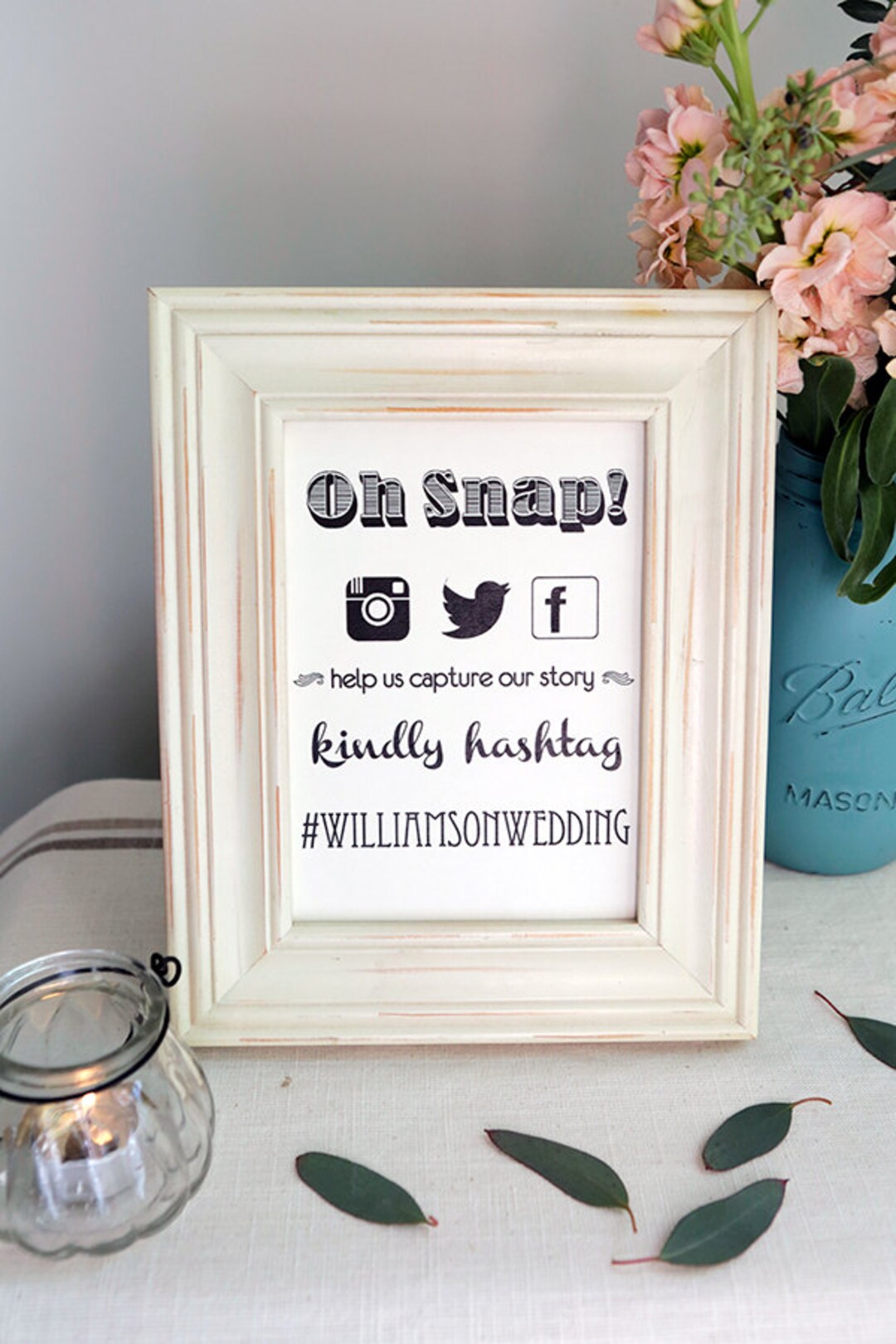 PRINTABLE & CUSTOMIZABLE Instagram Hashtag Sign Photo Booth Sign ...