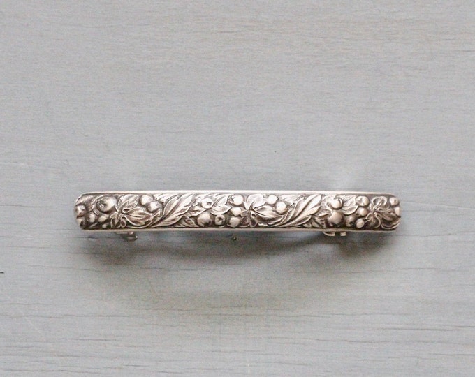 French Barrette Large Sterling Silver Floral Botanical - Etsy