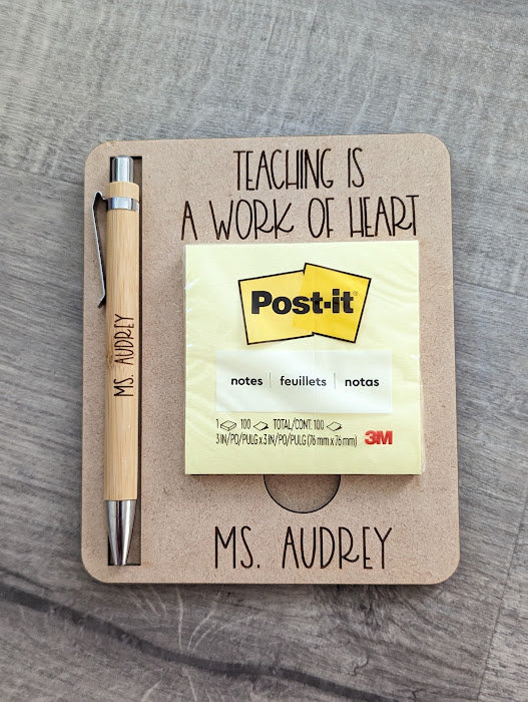 Personalized Teacher Appreciation Sticky Note Pad Holder With Bamboo ...