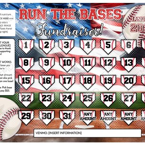 Editable Baseball Calendar Fundraiser Template | Pick A Date to Donate ...