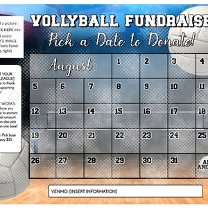 Editable Volleyball Calendar Fundraiser Template | Clear the Board ...
