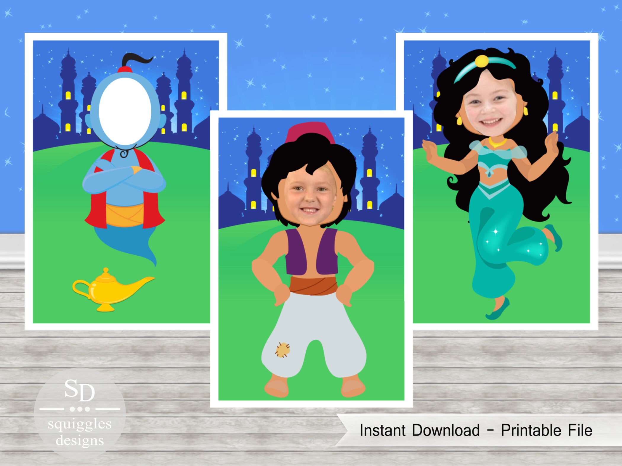 Aladdin Photo Booth Props includes Aladdin Jasmine & Genie | Etsy