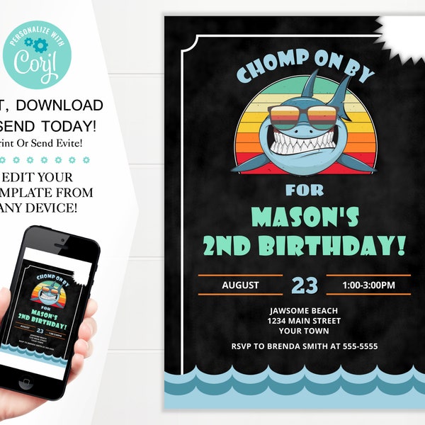 Shark Bite Invite - Etsy