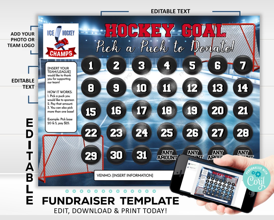 Editable Hockey Calendar Fundraiser Template | Clear the Board ...