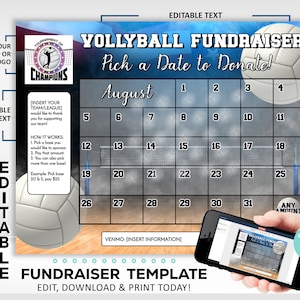 Editable Volleyball Calendar Fundraiser Template | Clear the Board ...
