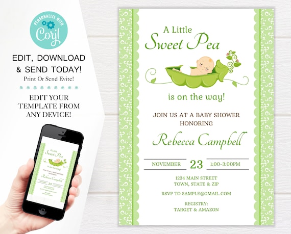 Sweet Pea Baby Shower Poem Two Peas In A Pod Themed Baby Shower