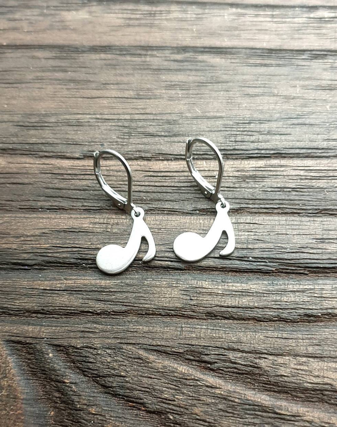 Stainless Steel Music Note Earrings: Leverback Dangle Earrings - Etsy