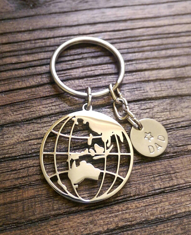 Personalised Hand Stamped Globe Key Ring Stainless Steel - Etsy