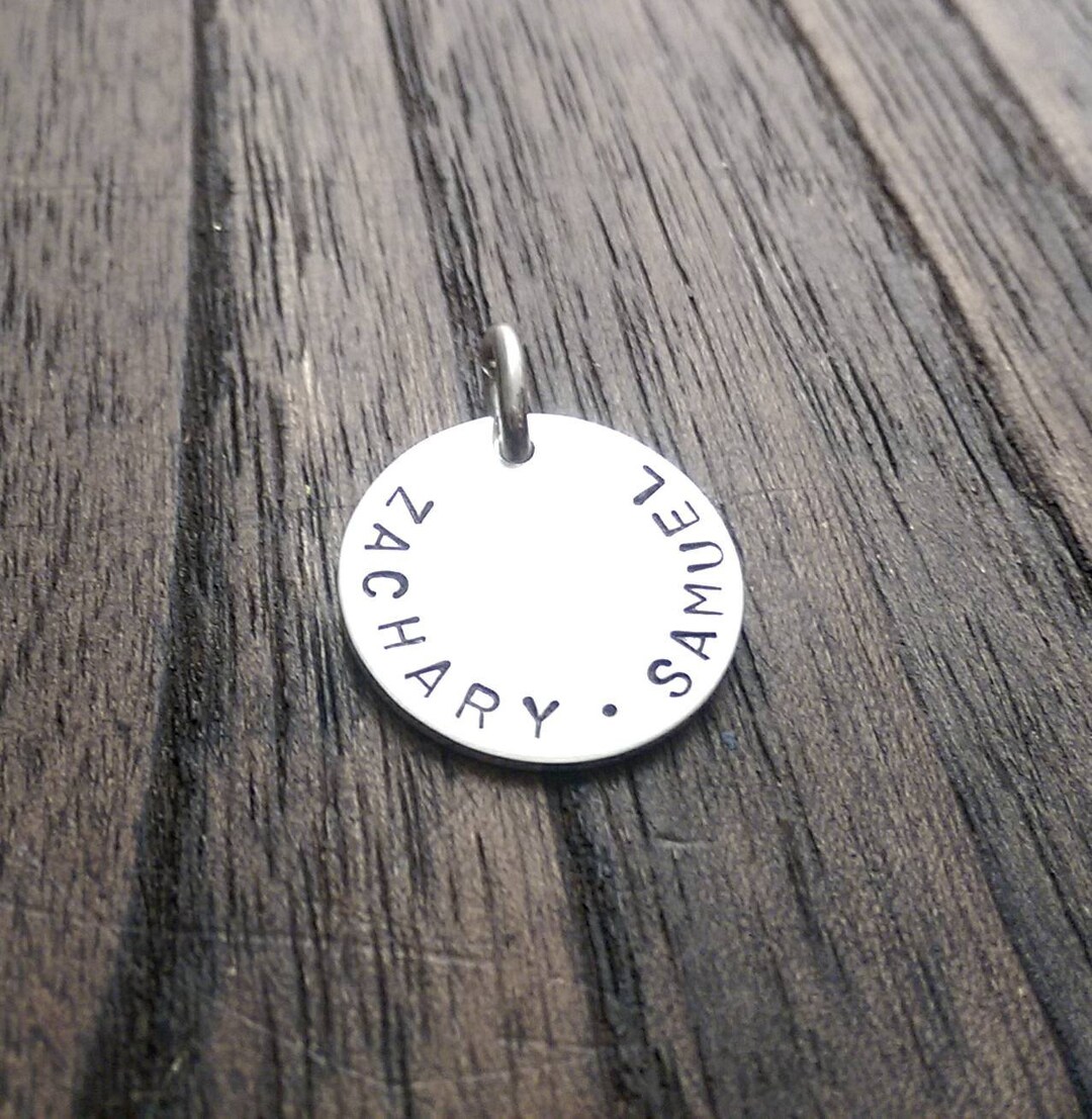 Hand Stamped Sterling Silver Name Pendant: Personalized Charm - Etsy ...