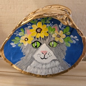 Hand-painted Shell, Artwork on Seashell, Cat Lover, Feline Painting ...