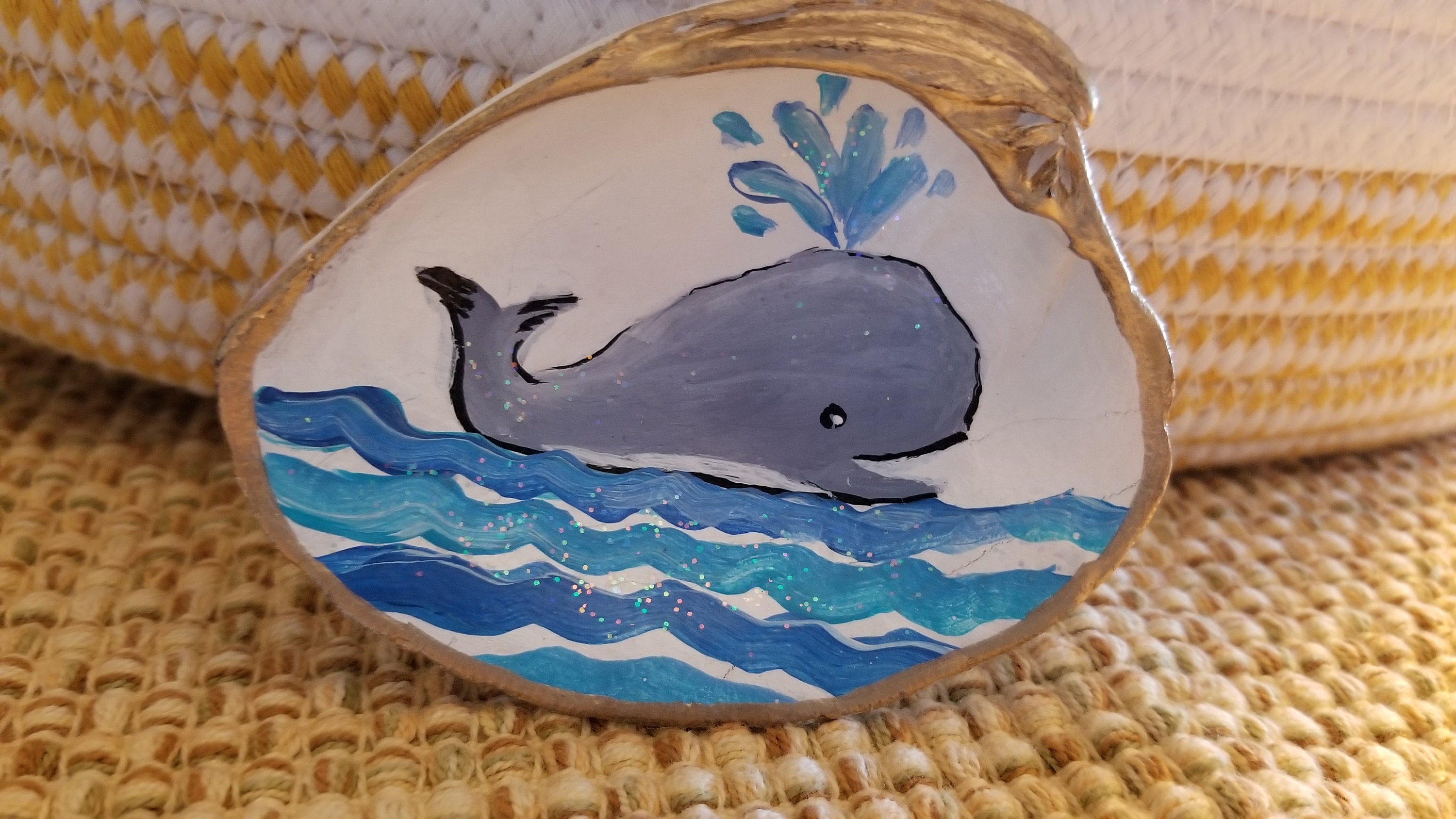 Hand-painted Shell, Whale Seashell, Whimsical Whale Art, Fish Painting ...