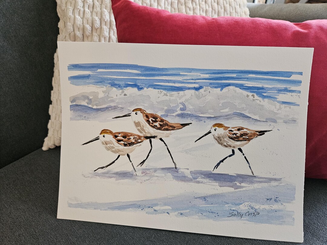Original Sandpiper Watercolor Painting: Coastal Beach Bird Art - Etsy