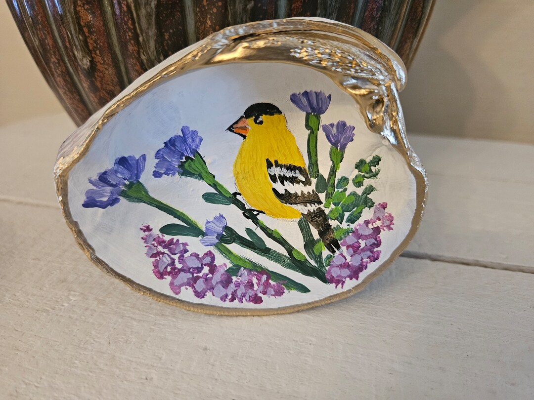 Hand-painted Shell, Bird Gift, Small Bird Art, Painted Seashell ...