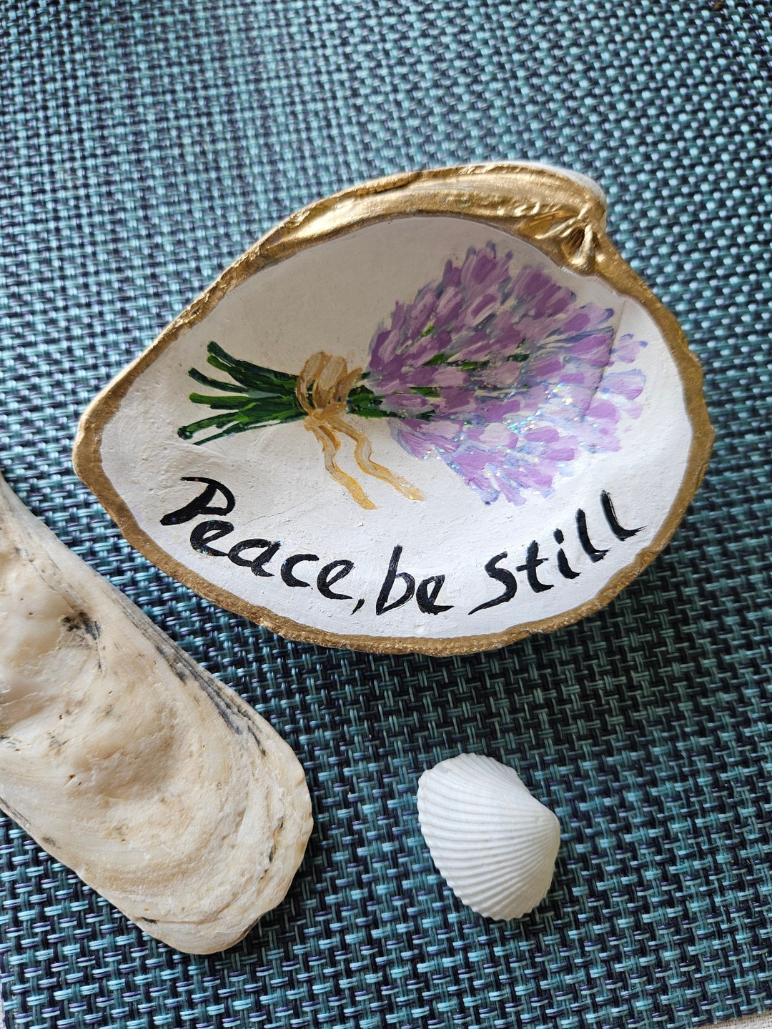Hand-painted Shell, Seashell Art, Peace Word Artwork, Inspirational ...