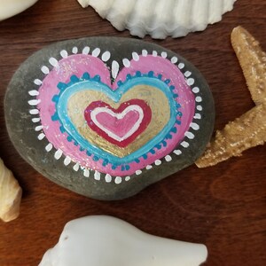 Stone Art, Painted Stone, Heart Rock, Love Token, Heart Gift, Heart Art ...