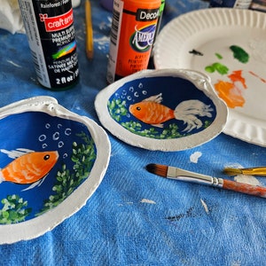 Hand-painted Shell With Fish, Seashell Art, Tropical Fish Decor, Small ...