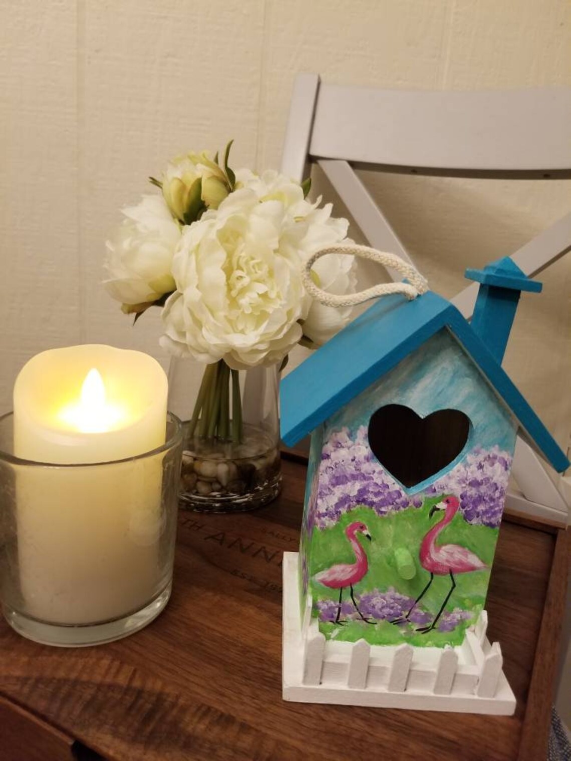 Painted Wood Birdhouse Pink Flamingo Collectors Item - Etsy